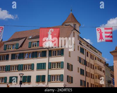 DELEMONT SWITZERLAND, JULY 5, 2022: historical Buildings in the city ...