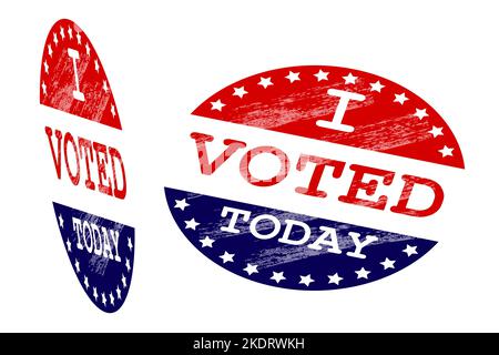 Sticker with the inscription I voted today in grunge style close-up on ...