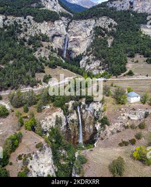 The twin waterfalls of the Cascade du Benoit, The Maurienne Valley ...