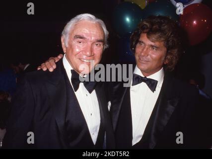 Lorne Greene and Michael Landon at the "Sam's Son" Beverly Hills ...