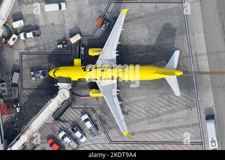 Spirit Airlines Airbus A320 aircraft landing. Low cost airline from the ...