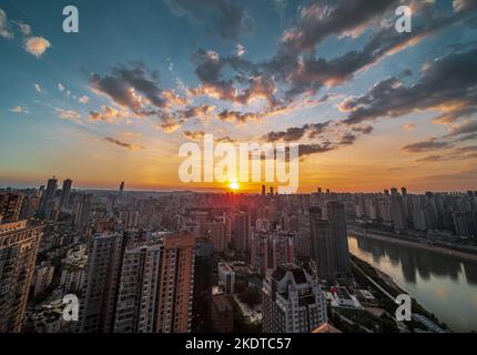 Chongqing city summer sunset aerial photo Stock Photo - Alamy