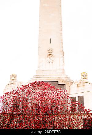 A wave ceramic poppies commemerating those who losts their lives at sea ...