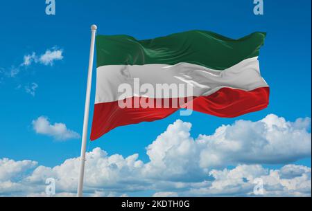 flag of Baltic peoples Prussian Lithuanians at cloudy sky background ...