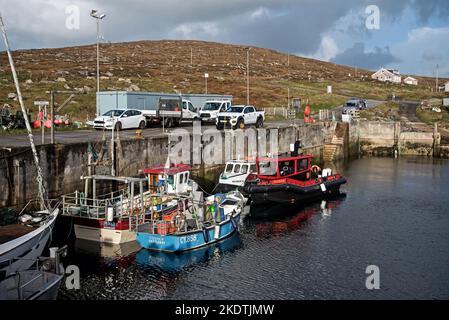 Berneray Harbour at Borgh on the Isle of Berneray in the Outer Hebrides ...