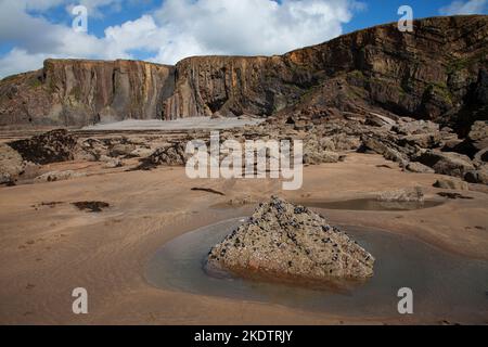 Folded rocks caused by the movement of tectonic plates, Bude Formation ...