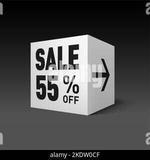 Cube Banner Template. Fifty-five Percent off Discount Stock Vector ...