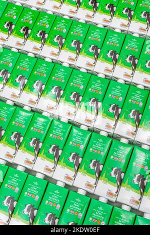 1 Litre paper carton units of Morrison's own-label long-life UHT semi ...