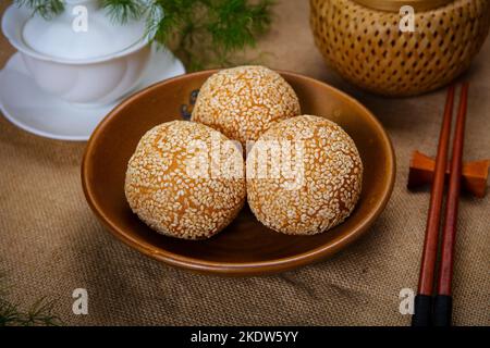 Three sesame balls Stock Photo - Alamy