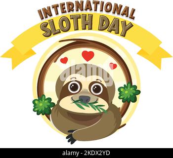 International sloth day banner concept vector illustration Stock Vector ...