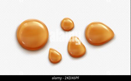 Caramel sauce drips, melted toffee, syrup spill. Liquid candy cream ...