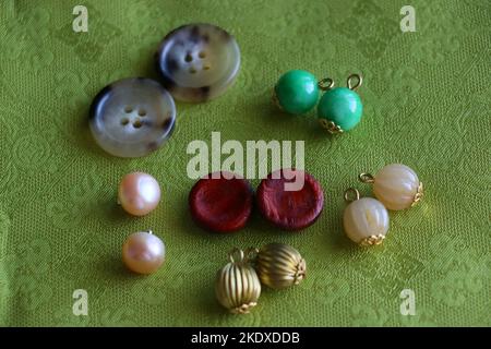 Mandarin button in Chinese filigree fabric surface Stock Photo - Alamy
