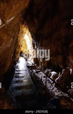 spectacular stalagmites and stalactites formations. scene inside one of ...