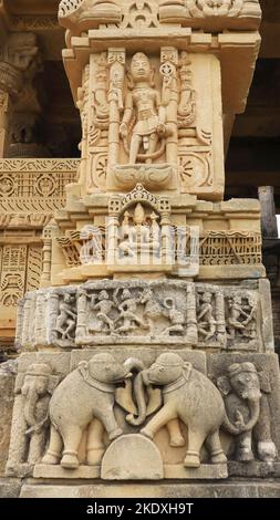 Carvings on Navlakha Temple, Ghumli, Dwarka, Gujarat, India Stock Photo ...