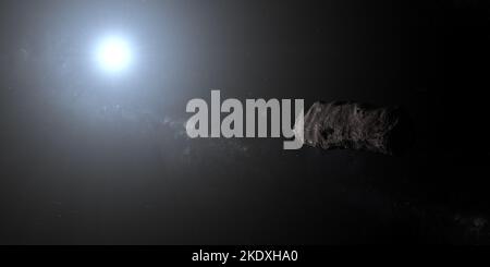 Oumuamua, interstellar object, orbiting in the outer space near a ...