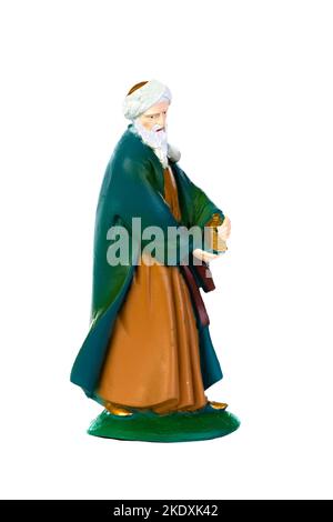 The Christmas magic. Ceramic figure of Melchior one of the wise men ...
