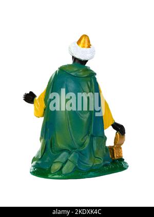 The Christmas magic. Ceramic figure of Balthazar, one of the wise men ...