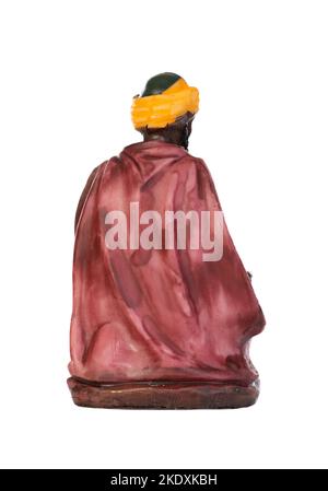 The Christmas magic. Ceramic figure of Balthazar, one of the wise men ...
