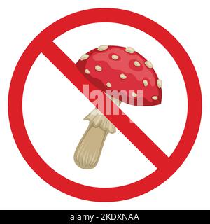 Prohibition sign with poisonous mushroom. Vector chanterelle in the ...
