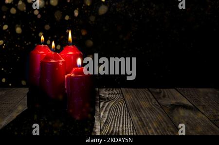 Advent theme Four Red Candles With dark background banner Stock Photo ...
