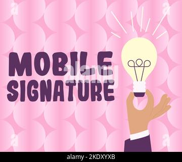Handwriting text Mobile Signature. Business idea methodology that ...