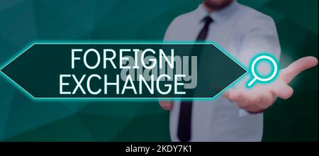 Sign displaying Foreign Exchange, Concept meaning system for dealing in ...