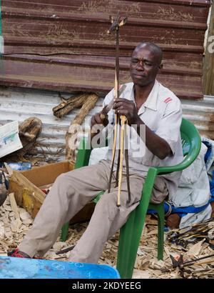 Wood carving centre and craft market at Okahandja in Namibia Stock ...