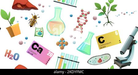 Chemistry items seamless pattern. Cartoon style. Study and production ...