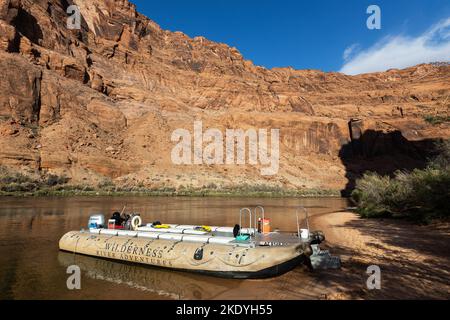 A float boat from Wilderness River Adventures pictured on the Colorado ...
