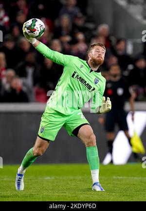Gillingham goalkeeper Jake Turner during the Carabao Cup third round ...