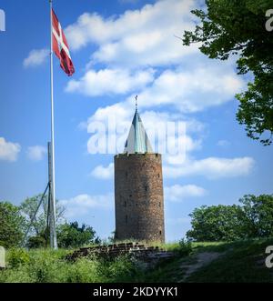 Vertical shot of an old tower surrounded by plants during a scenic ...