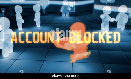 vr user gets account blocked message - industrial 3D rendering Stock ...