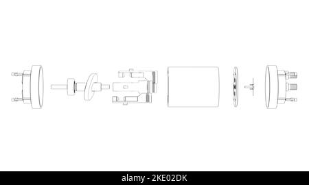 Car air conditioning compressor exploded view 3D rendering isolated on ...