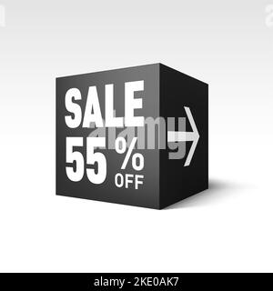 Cube Banner Template. Fifty-five Percent off Discount Stock Vector ...