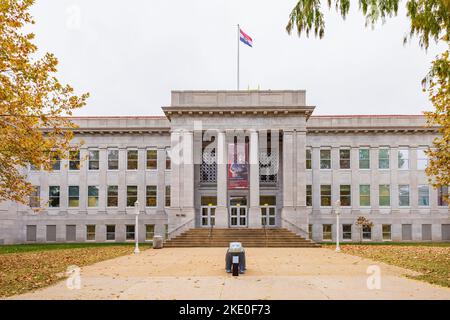 Missouri, OCT 29 2022 - Exterior view of the gate of Robert W. Plaster ...