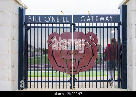 Missouri, OCT 29 2022 - Exterior view of the gate of Robert W. Plaster ...