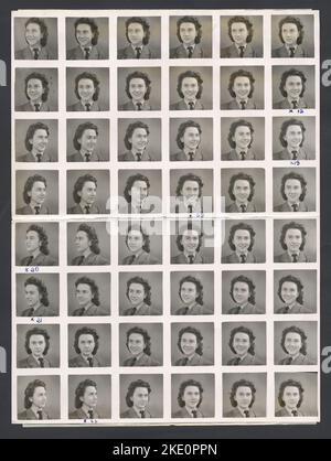 sheet of Polyfoto portraits, with a date of 1946. Woman Dressed in a ...