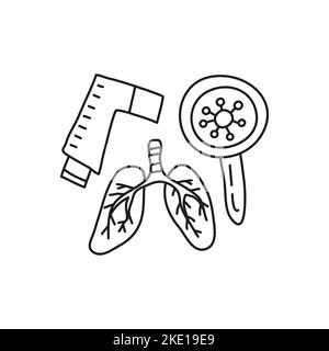 Poster with lettering and doodle outline pneumonia icons including ...