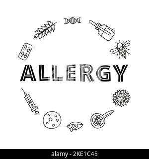 Dna allergy icon outline vector. Spring season. Seasonal plant Stock ...
