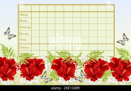 Timetable weekly schedule with jasmine vector Stock Vector Image & Art ...
