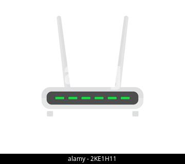 Network wi-fi router with two antennas logo design. Broadband, Wifi wireless internet signal ...