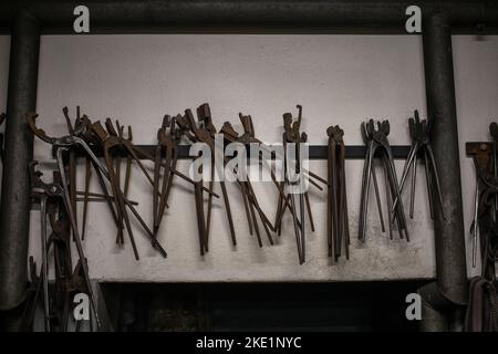 blacksmith tools and metal blanks in privet forge Stock Photo - Alamy