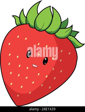 delicious strawberry fruit kawaii character vector illustration design ...