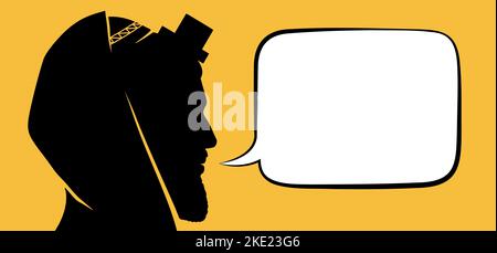 Black silhouette of Jewish praying man with Kippah, Tallit, and ...