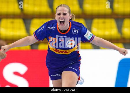 SKOPJE, MACEDONIA - NOVEMBER 7: Zoe Sprengers of the Netherlands during ...