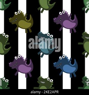 Animals cartoon seamless crocodile dinosaur dragon pattern for wrapping ...