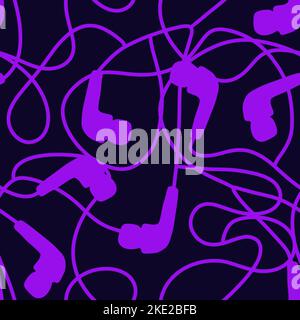 Music technology seamless headphones earphones cartoon pattern for ...