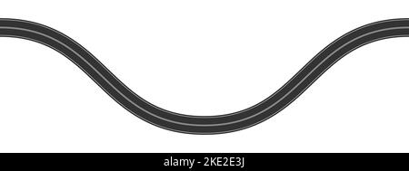 Empty horizontal serpentine road with marking. Top view. Seamless ...