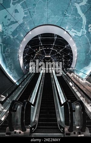 Madison Square Garden railroad station escalator in Manhattan NYC Stock ...