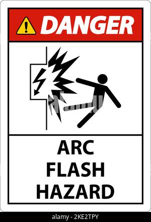 Danger Arc Flash Hazard Sign On White Background Stock Vector Image ...